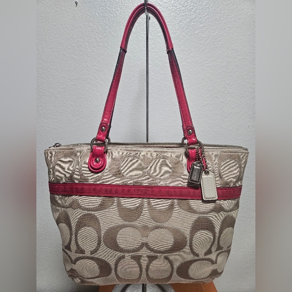 Coach | Bags | Coach Poppy Metallic Signature Sateen Small Tote Light ...